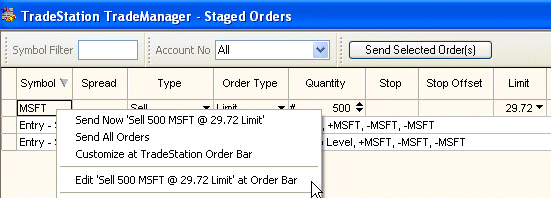 Placing Staged Orders