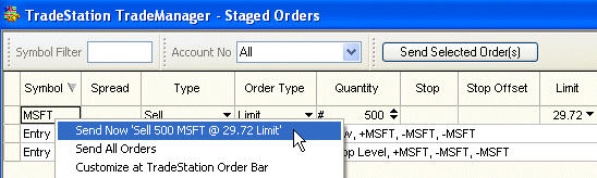 Placing Staged Orders