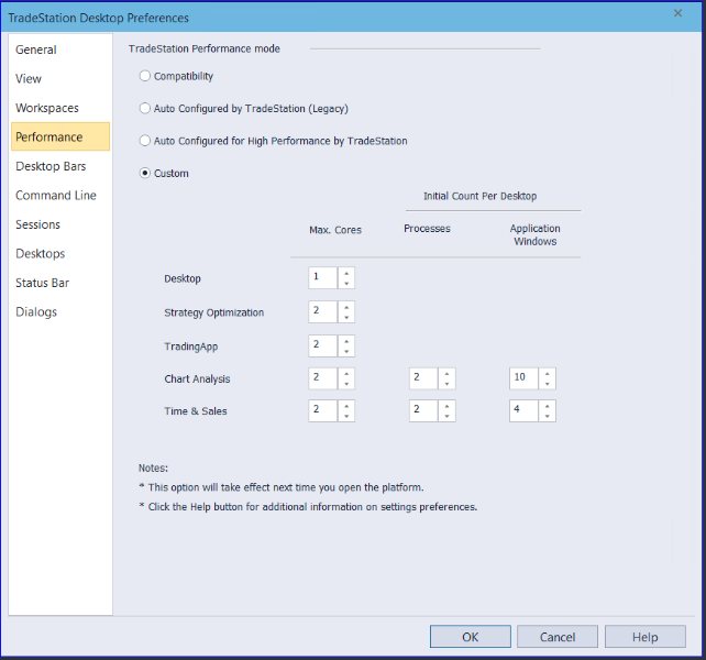 Desktop Preferences - Performance