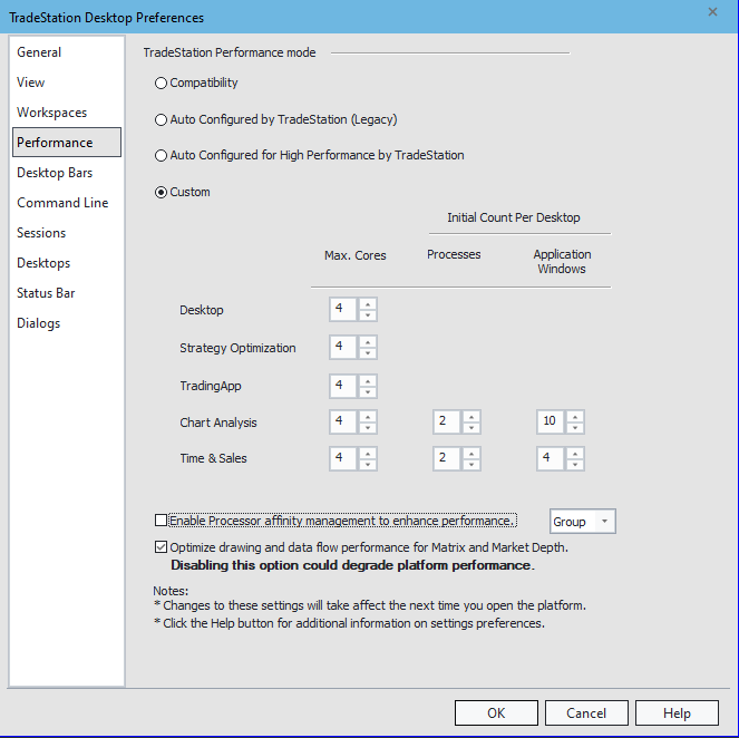 Desktop Preferences - Performance